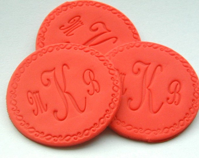 Edible Fondant Monogrammed Cupcake Toppers With Initials quantity of 12 ...