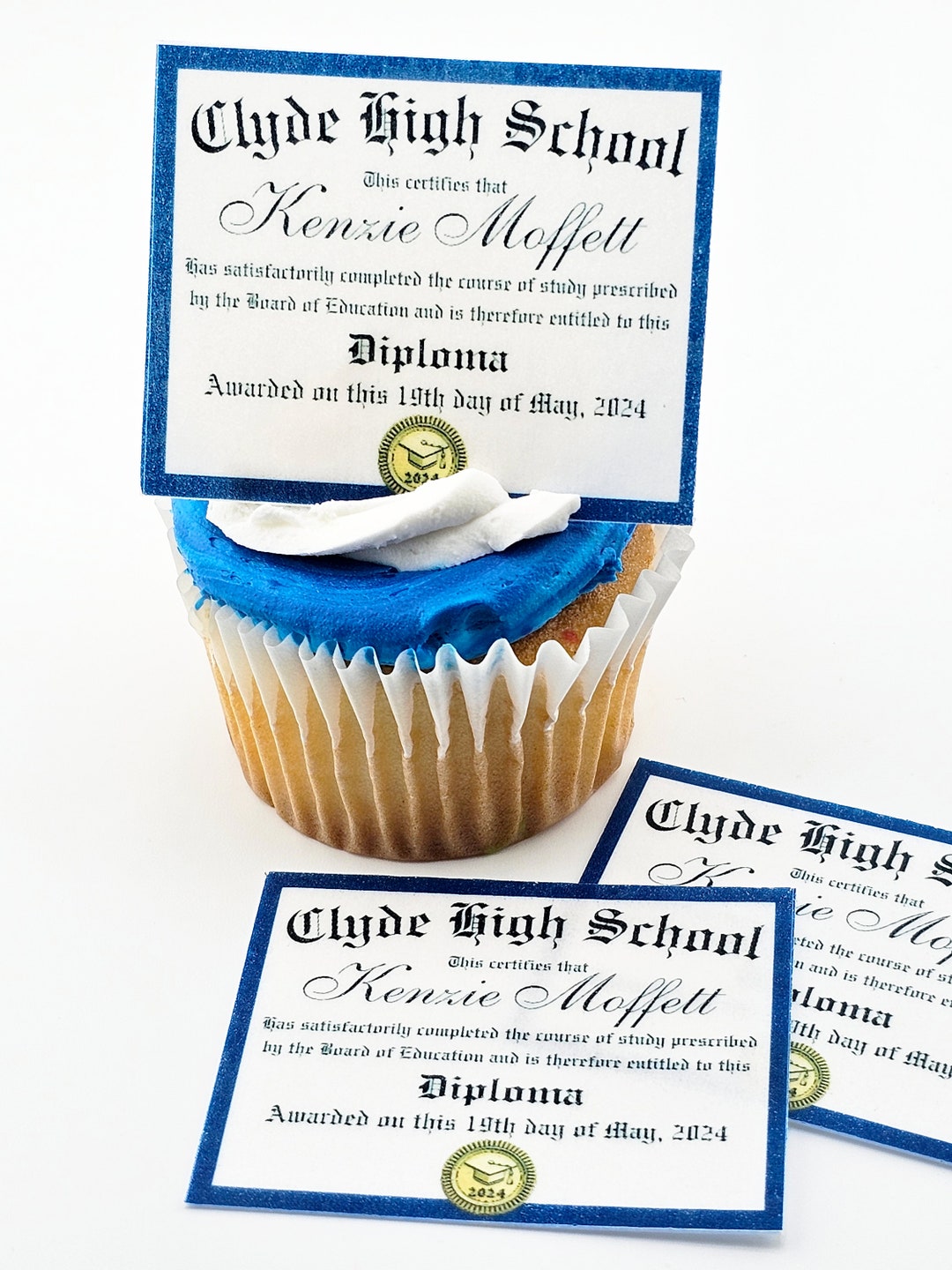 30 Personalized Graduation Diploma Cupcake Toppers, Party Favors ...