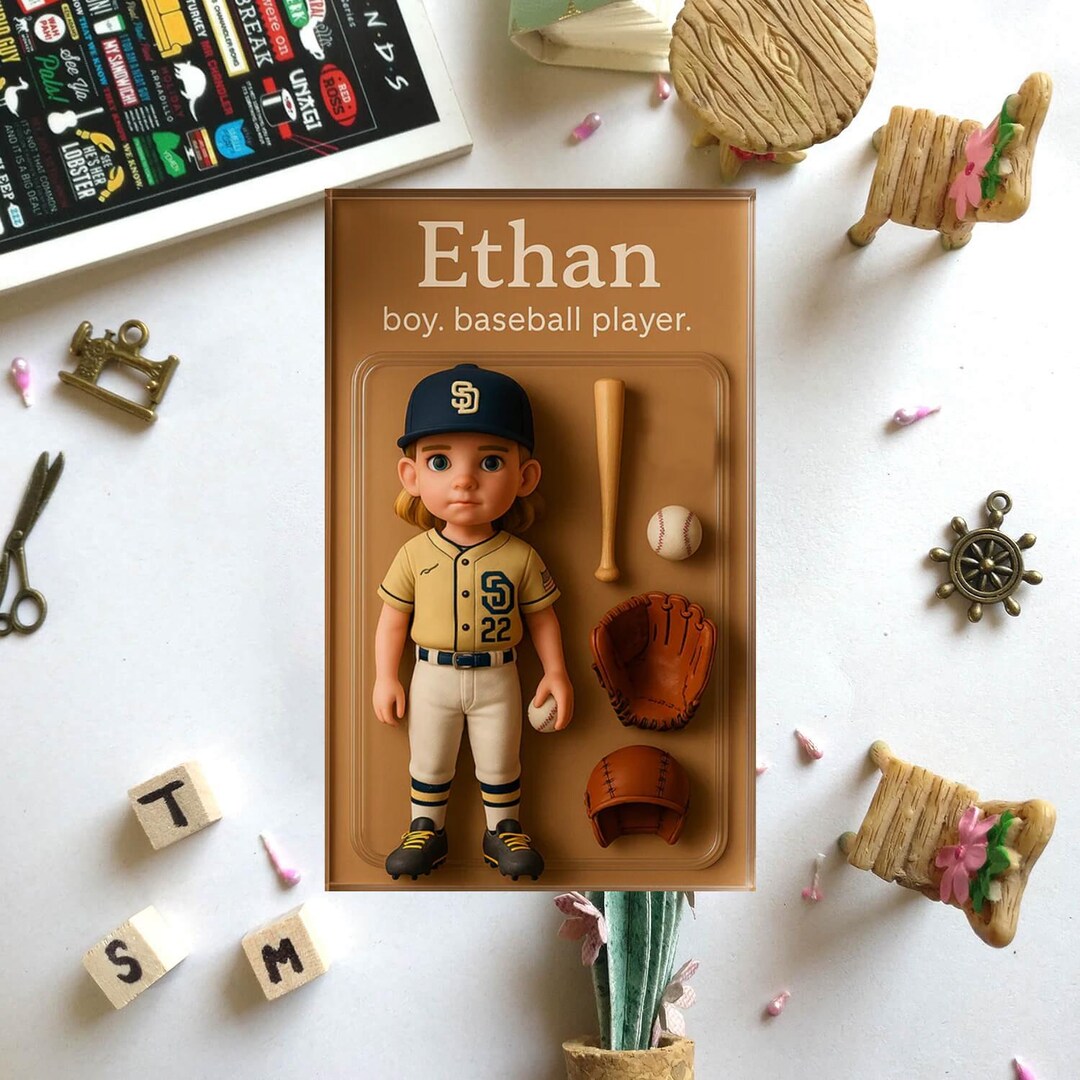 Custom 3D Action Figure Photo Baseball Player Magnet, , 3D Effect ...