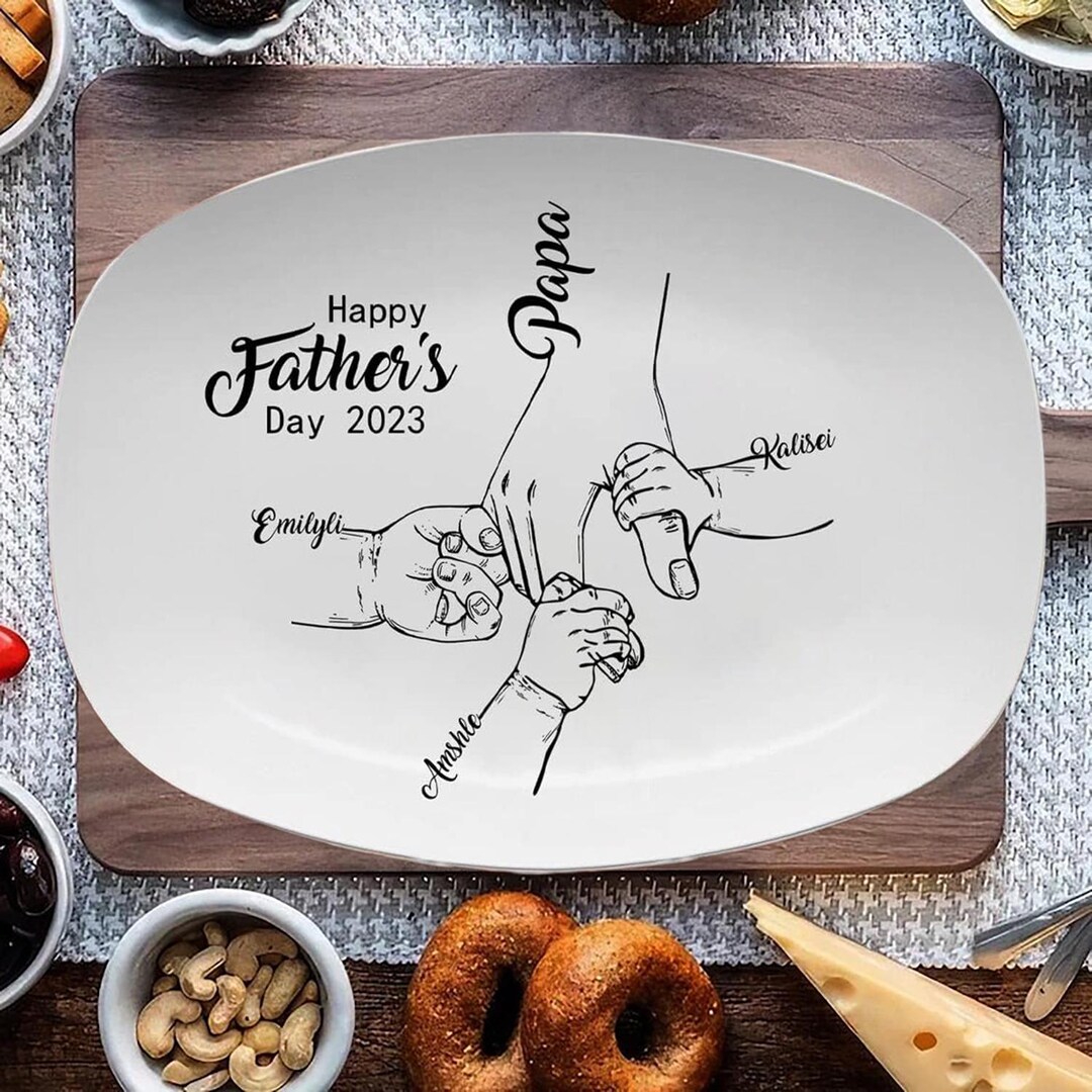 Personalized Father Day Grill Platter, Custom Fist Bump Daddy's ...