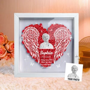 Personalized Memorial Photo Flower Shadow Box, Memorial Gift, Custom ...