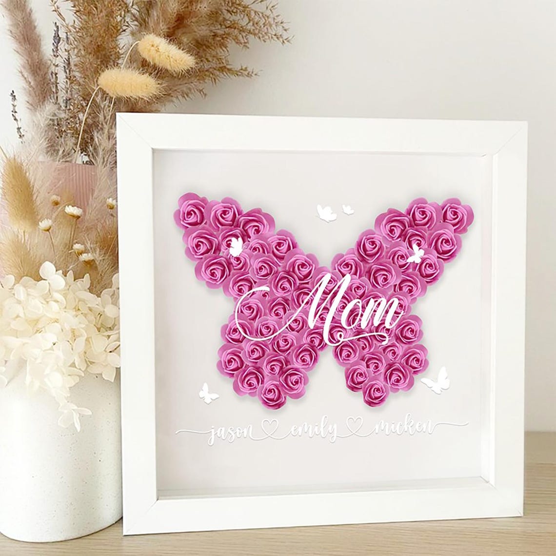 Custom Memorial Photo Flower Shadow Box, Memorial Gift, Personalized ...