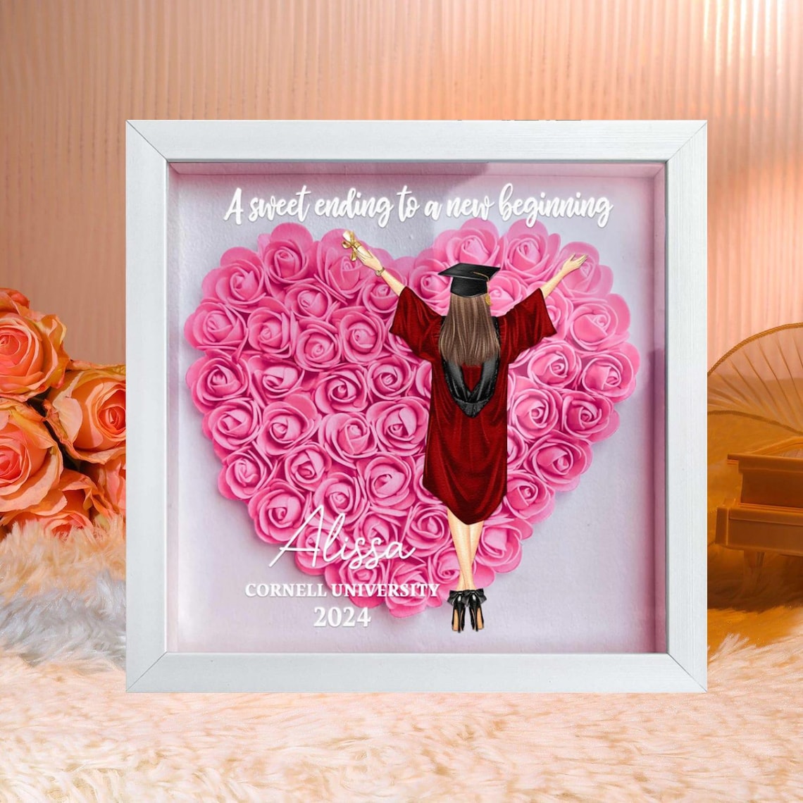 Personalized Flower Shadow Box for Daughter, Class of 2025 Graduation ...