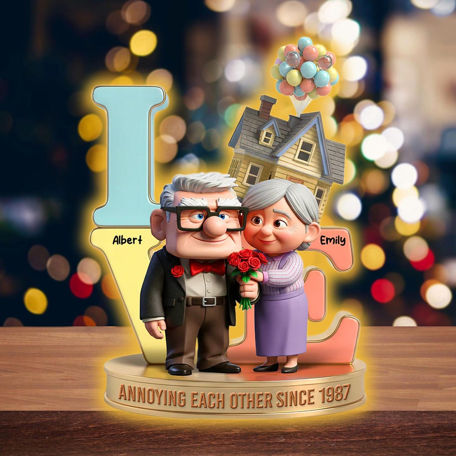 Personalized Old Couple Acrylic Light Box, Custom Names Annoying Each ...