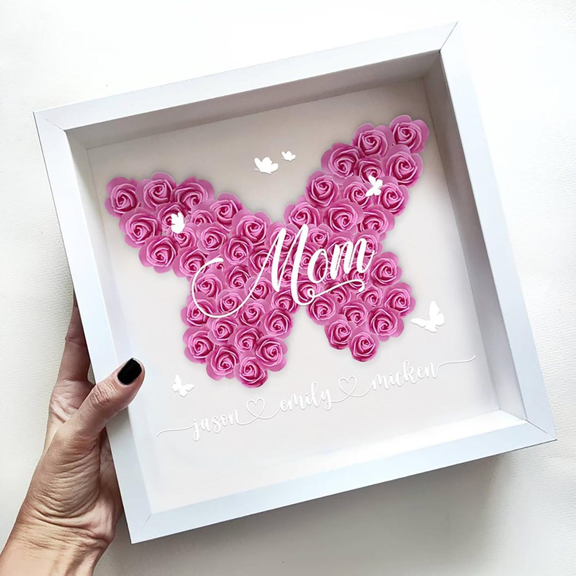 Custom Memorial Photo Flower Shadow Box, Memorial Gift, Personalized ...