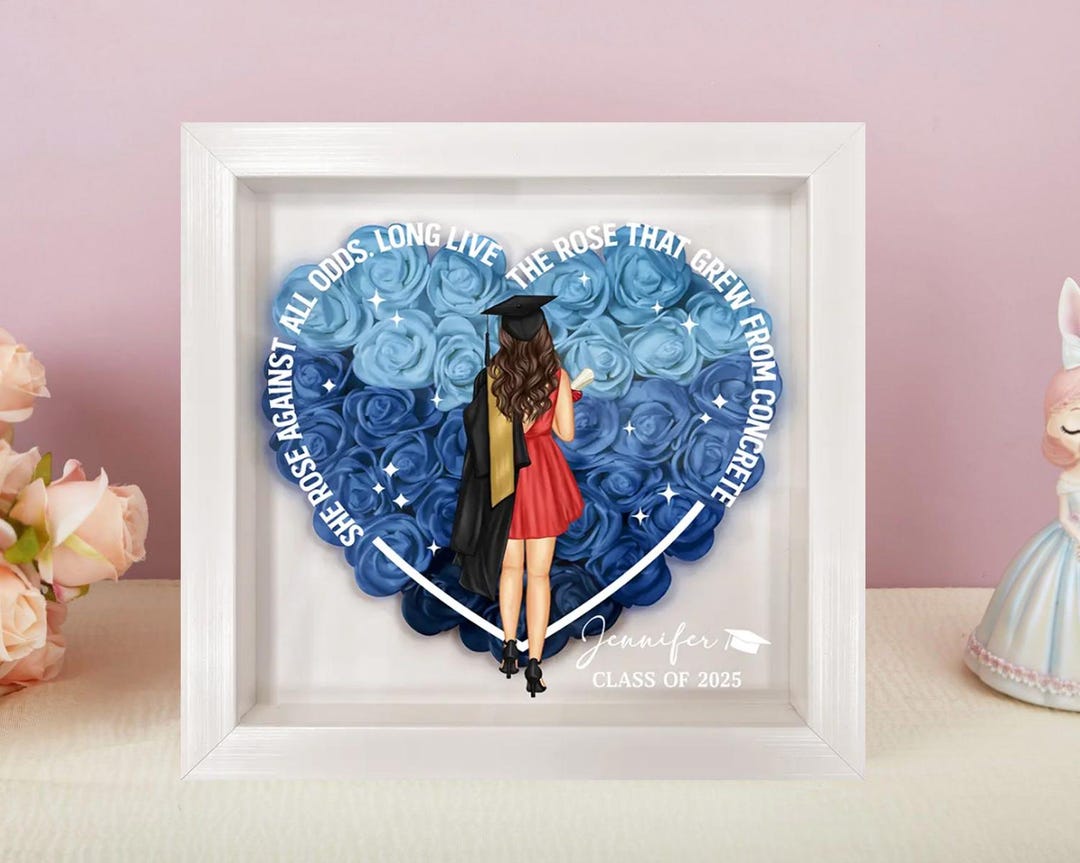 Personalized Graduation Flower Shadow Box, Graduation Gift for Her ...