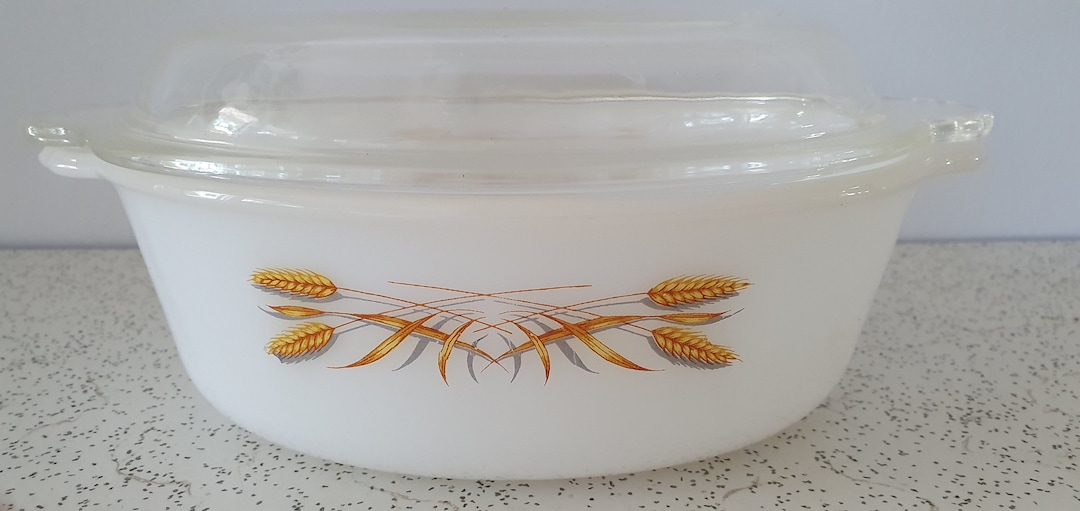 1970s Vintage Fire King Wheat Pattern Oval Casserole Dish With Lid - Etsy