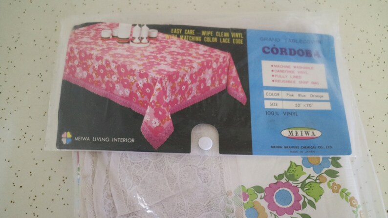 Flowers and Lace...1970s Vintage Pvc Tablecloth With Plastic | Etsy