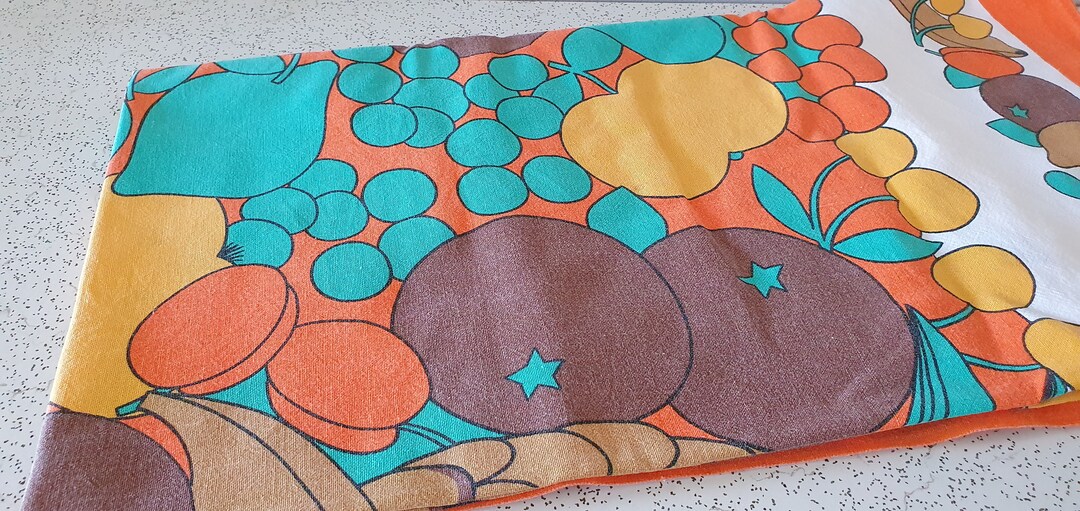 Tutti Fruitti...1980s Vintage Cotton Tablecloth for Repurpose - Etsy