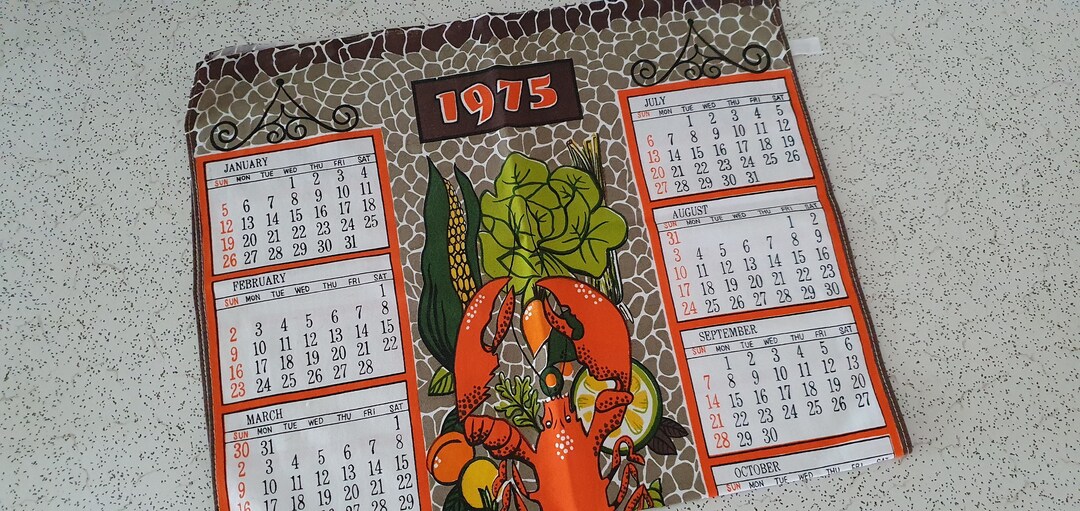 1975...1970s Vintage Cotton Calendar Teatowel - Etsy