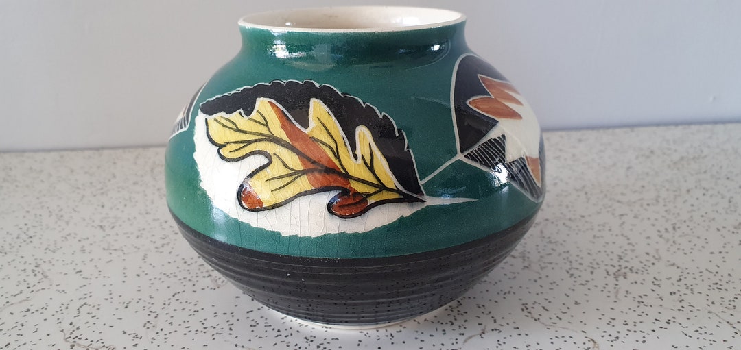 Leafy...1950s Vintage Studio Anna Pottery Vase - Etsy