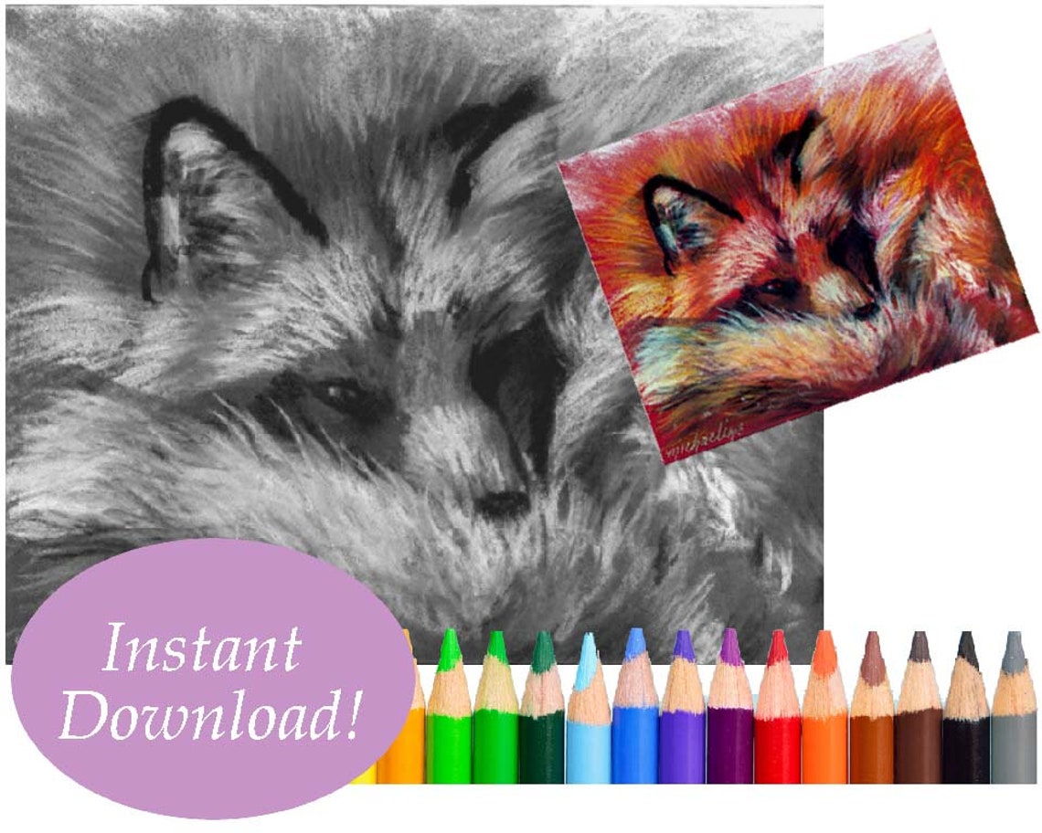 Fox Grayscale Coloring Page Print Your Own Coloring Page Refuge Fox ...