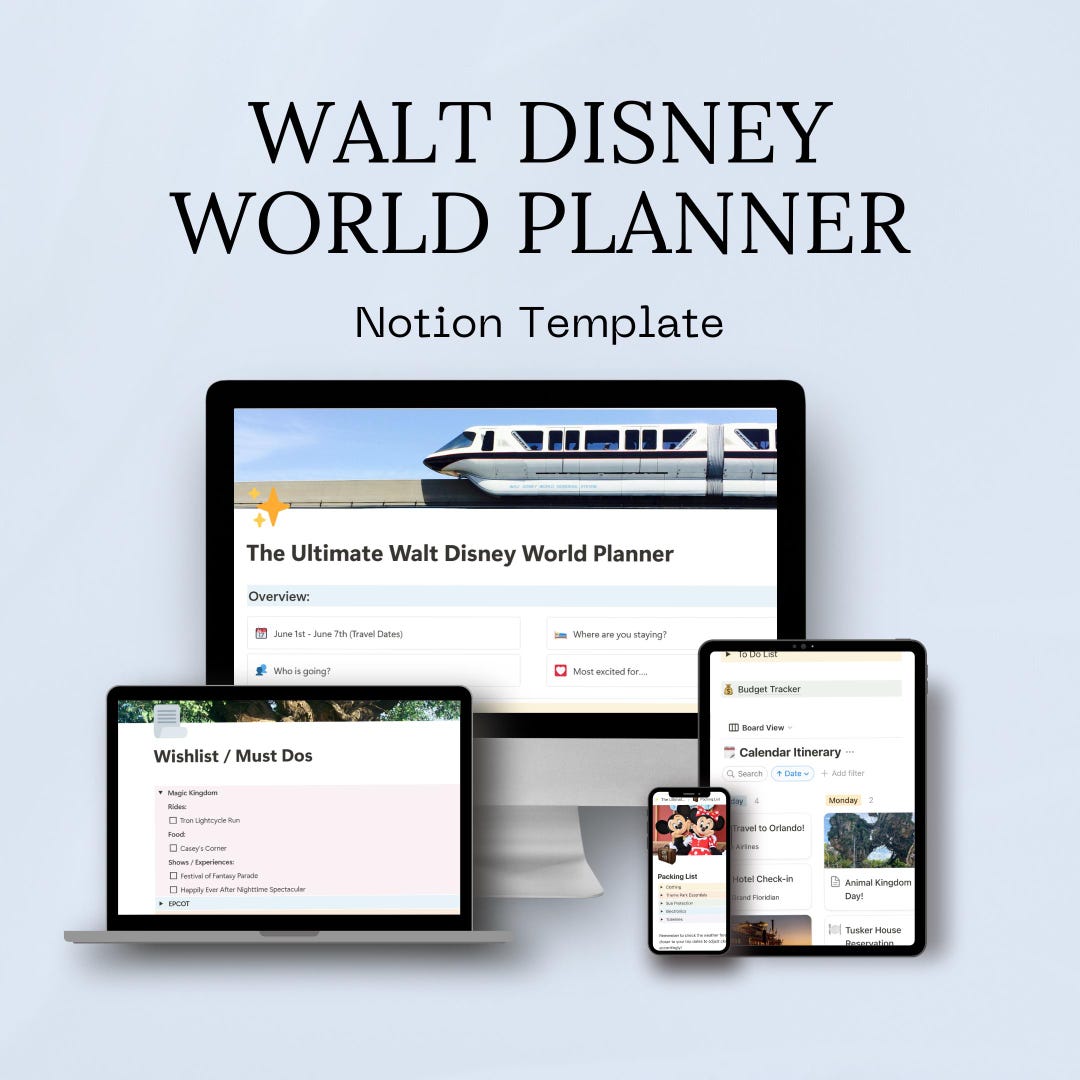 The Ultimate Walt Disney World Planner Notion Template All in One ...