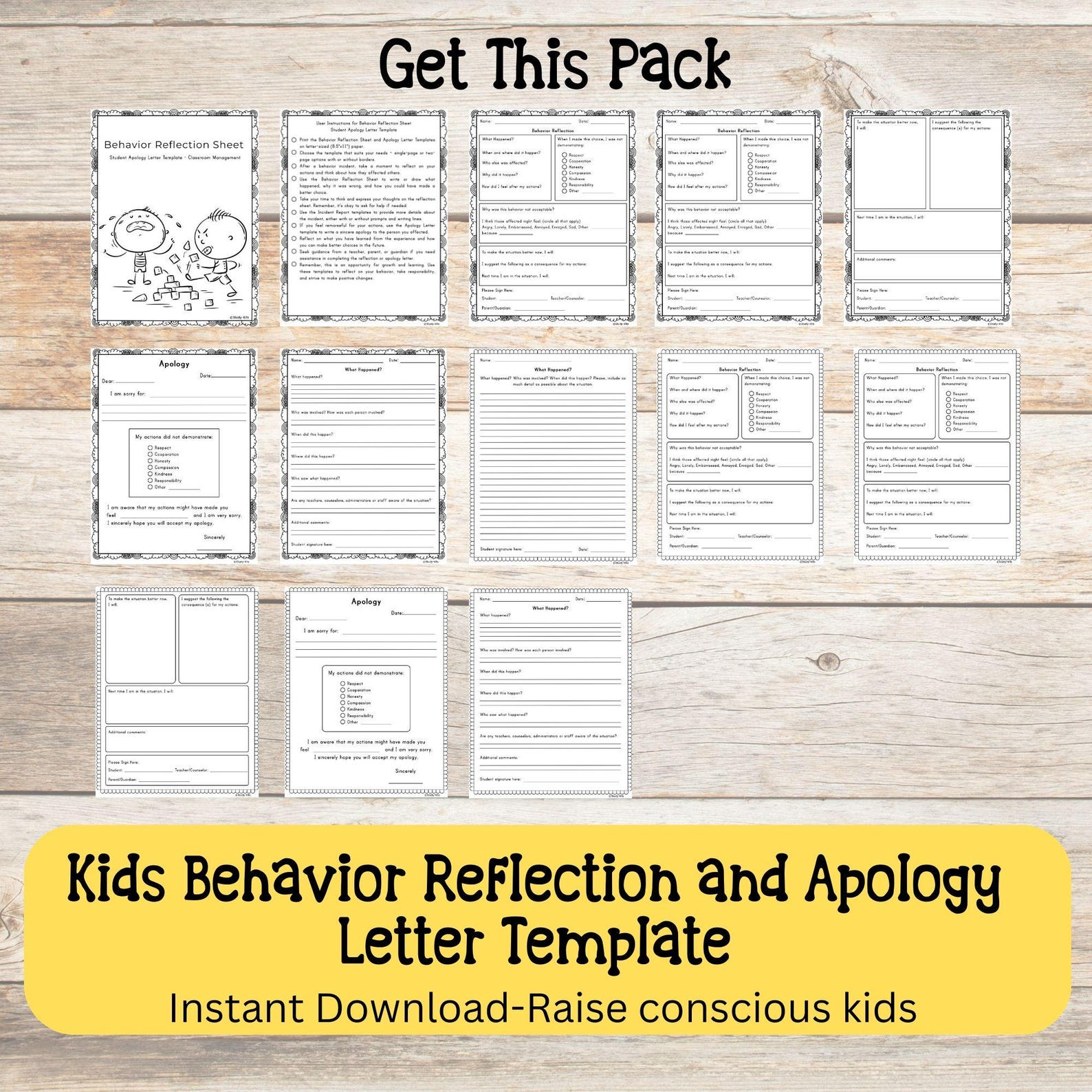 Behavior Reflection and Apology Letter Kids Apology Template ...