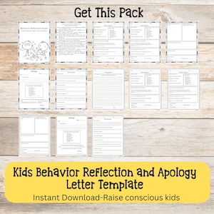 Behavior Reflection and Apology Letter Kids Apology Template ...