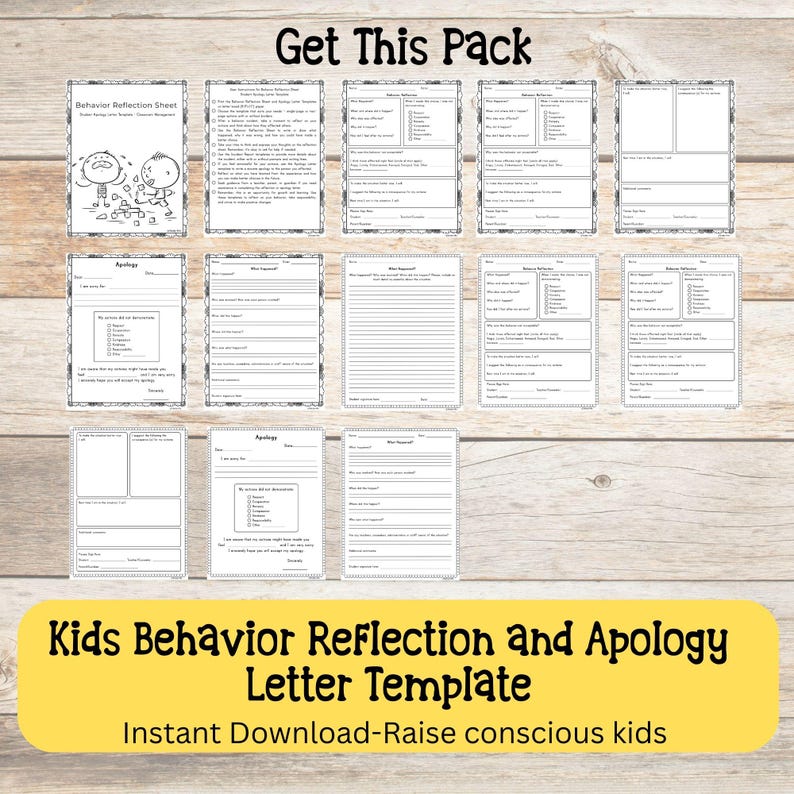 Behavior Reflection and Apology Letter Kids Apology Template ...