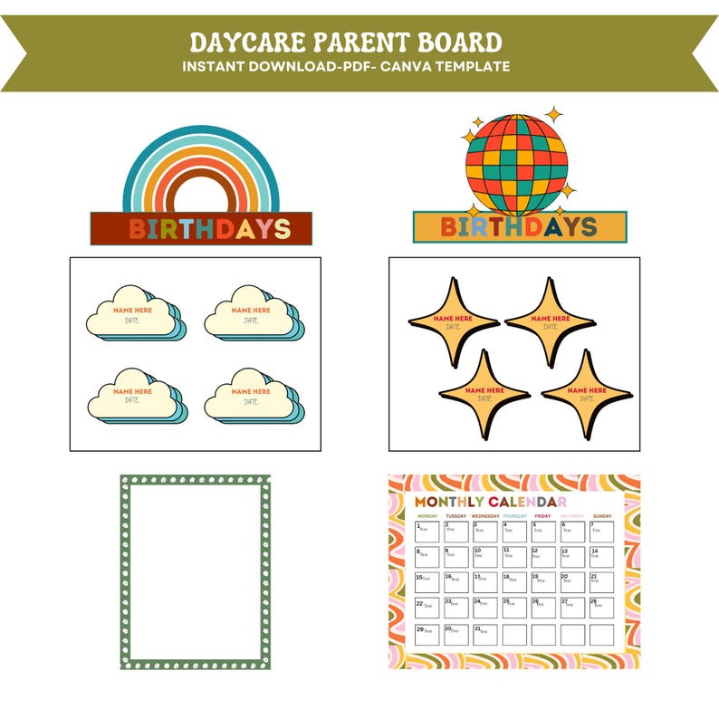 Daycare Parent Board Childcare Bulletin Board Canva Editable Template ...