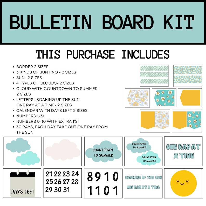 Summer Bulletin Board Kit End of the Year Bulletin Board Countdown to ...