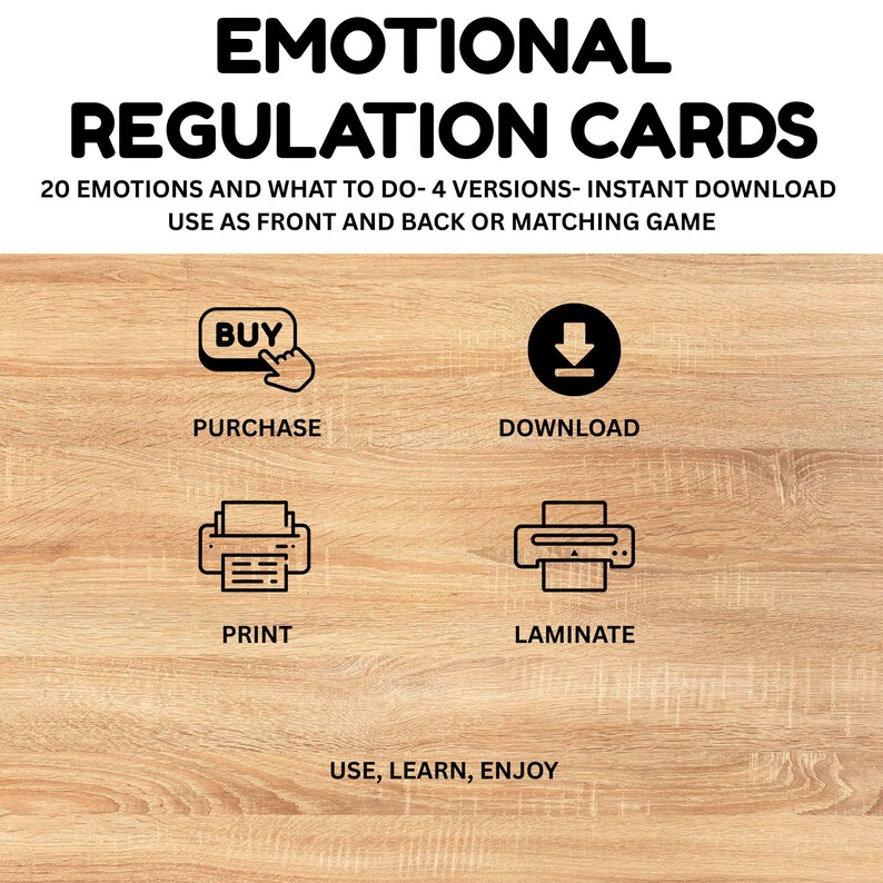 Emotional Regulation Cards for Kids- Anxiety Coping Strategies- Self ...