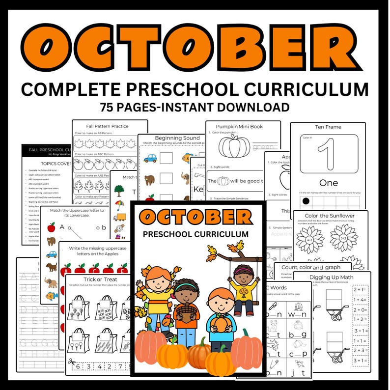Preschool Curriculum Preschool Busy Book Kindergarten Worksheets Fall ...