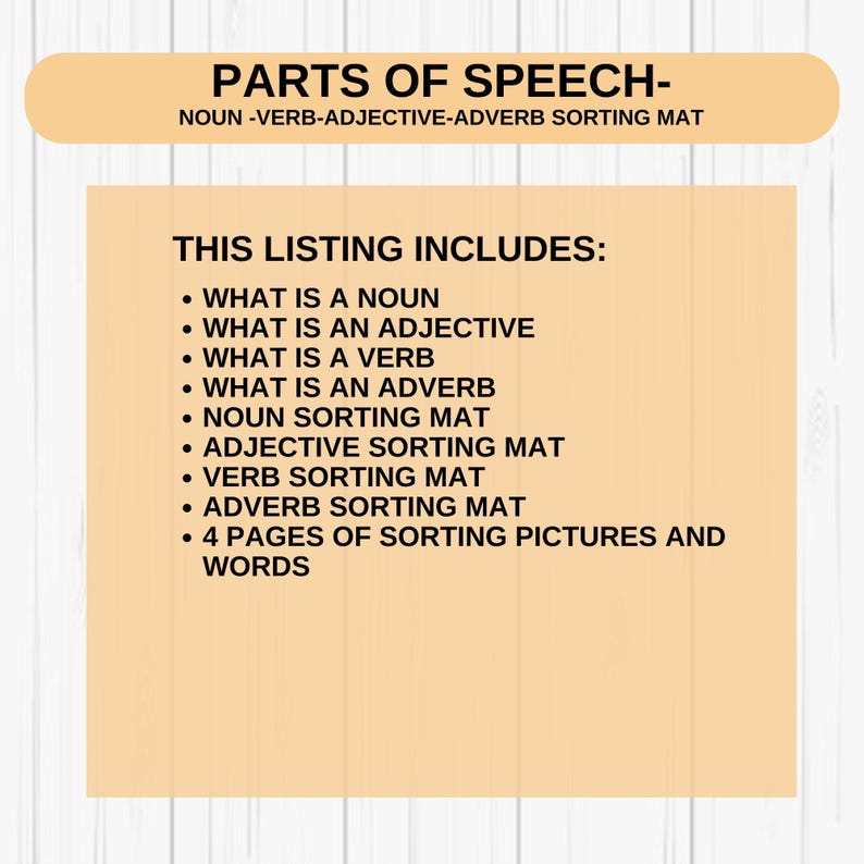 Parts of Speech Activity Printable Grammar Game Kids Language Arts ...