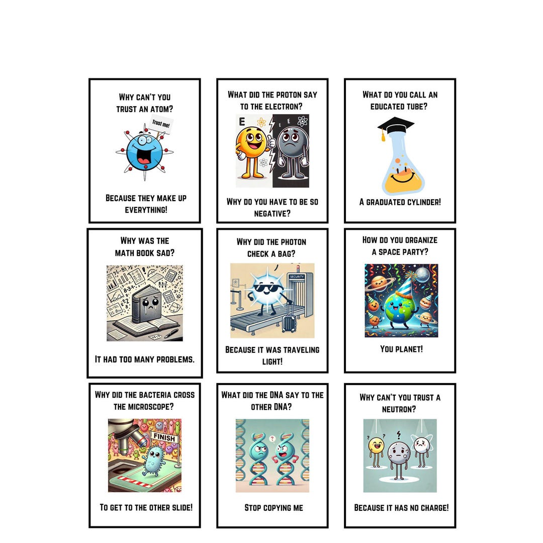 Funny Science Posters Set of 9 Prints Science Classroom Posters Puns ...