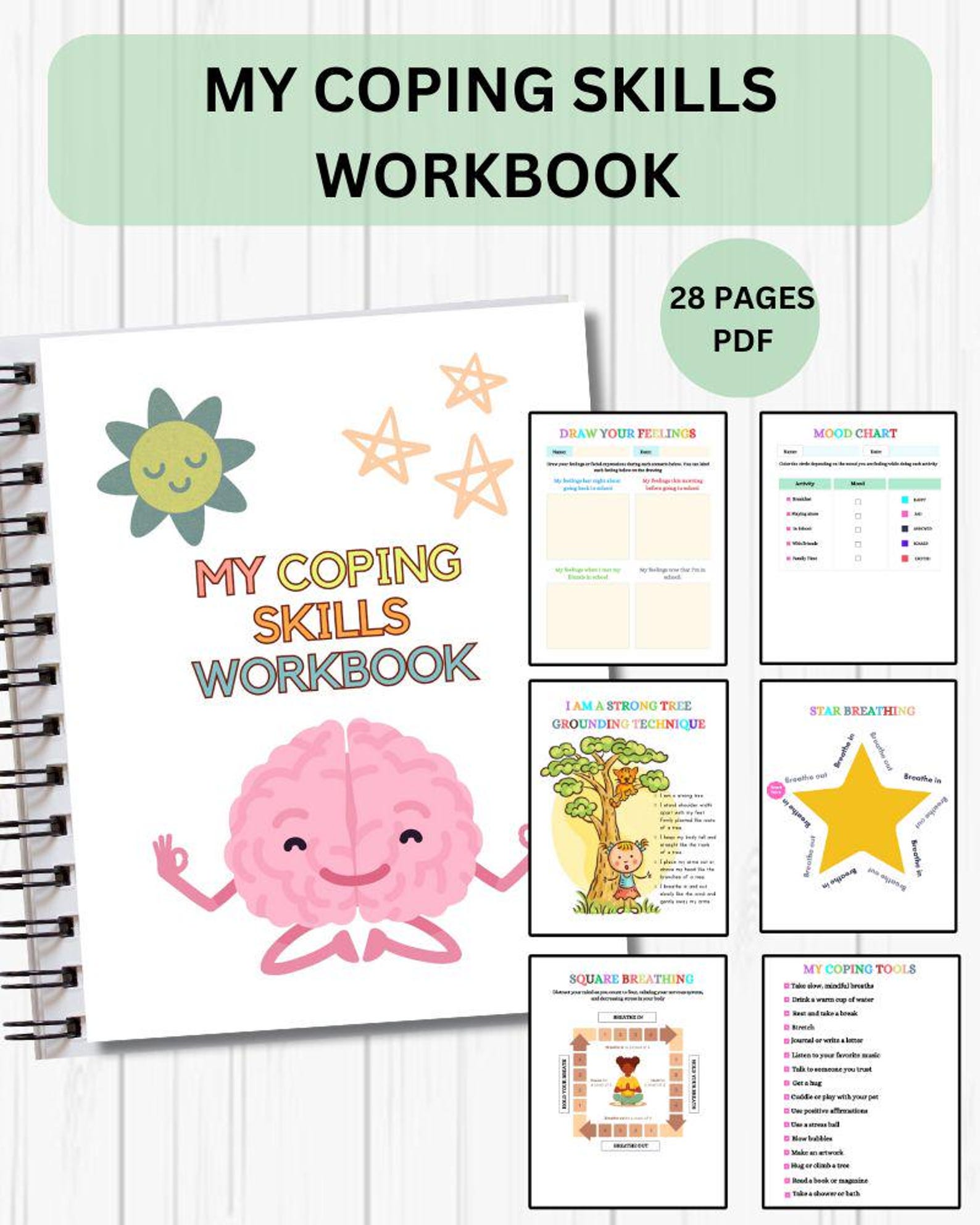 Coping Skills Kids Workbook Worksheets Calming Strategies Emotional ...