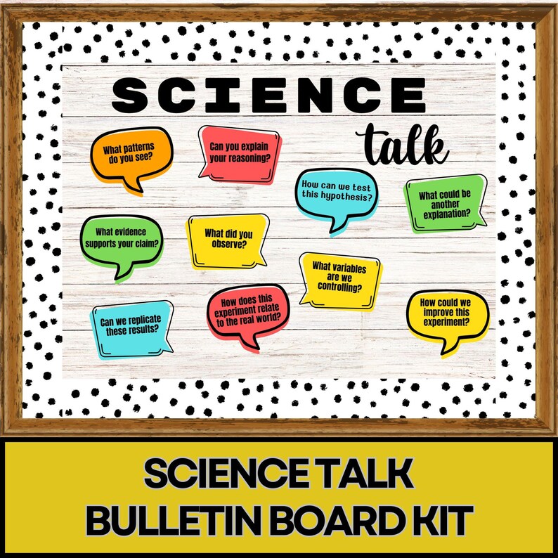 Bright Science Talk Bulletin Board Science Classroom Decor Science Door ...