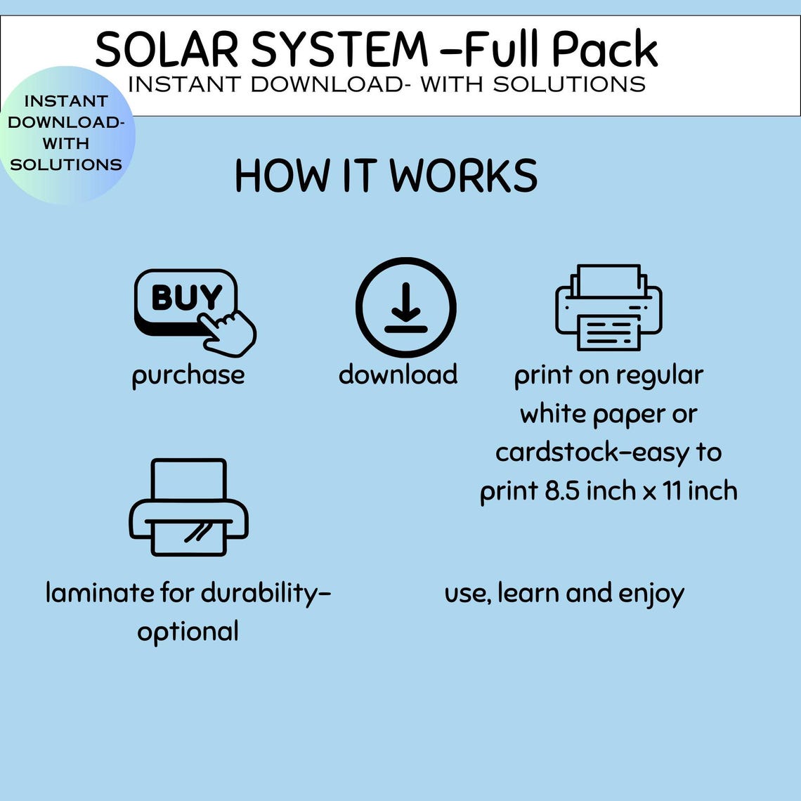 Solar System Pack Montessori Materials Educational Prints Toddler Flash ...