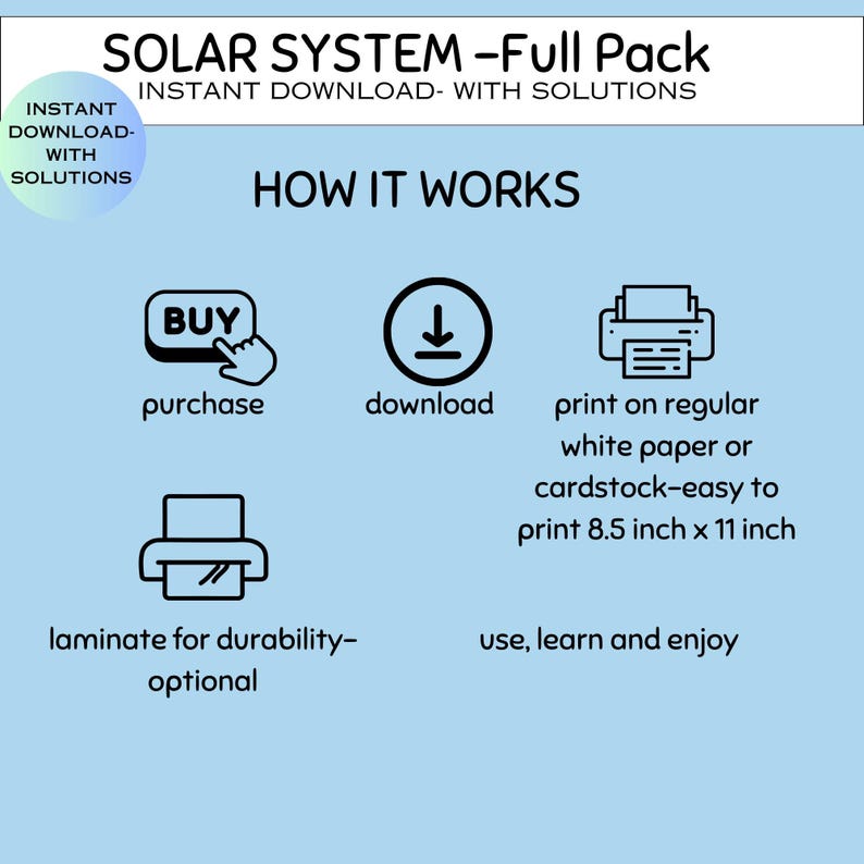 Solar System Pack Montessori Materials Educational Prints Toddler Flash ...