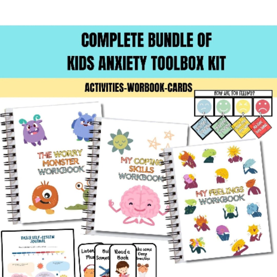 Kids Anxiety Toolbox Bundle Therapy Bundle Calm Down Strategies Anxiety ...