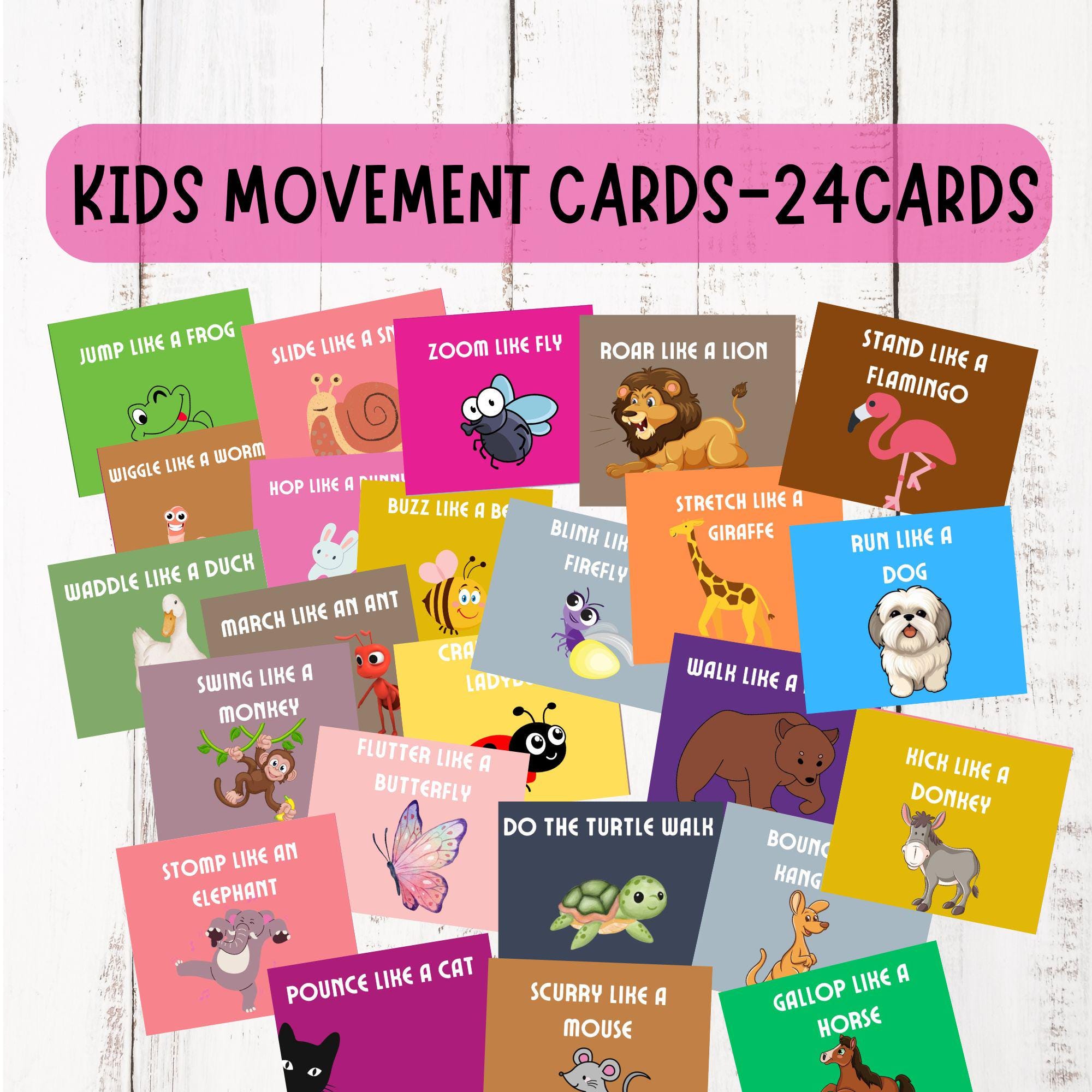 Animal Movement Cards Movement Activity Action Cards Circle Time ...