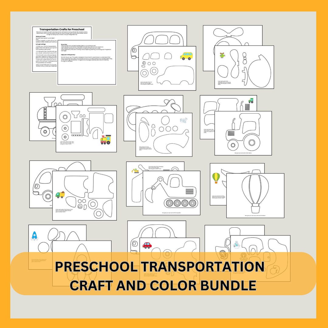 Transportation Crafts Cut and Paste Activities Coloring Worksheets ...
