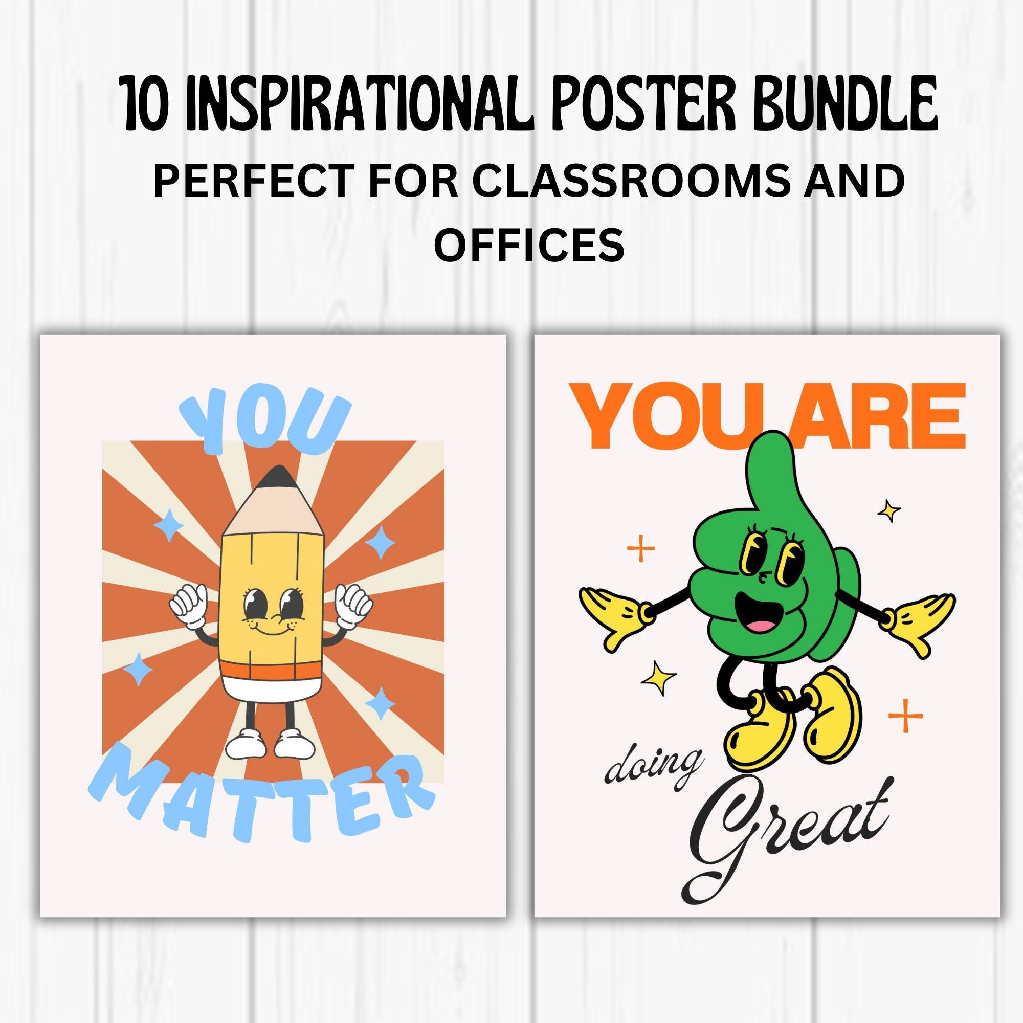 Retro Motivational Posters Groovy Classroom Decor Growth Mindset ...