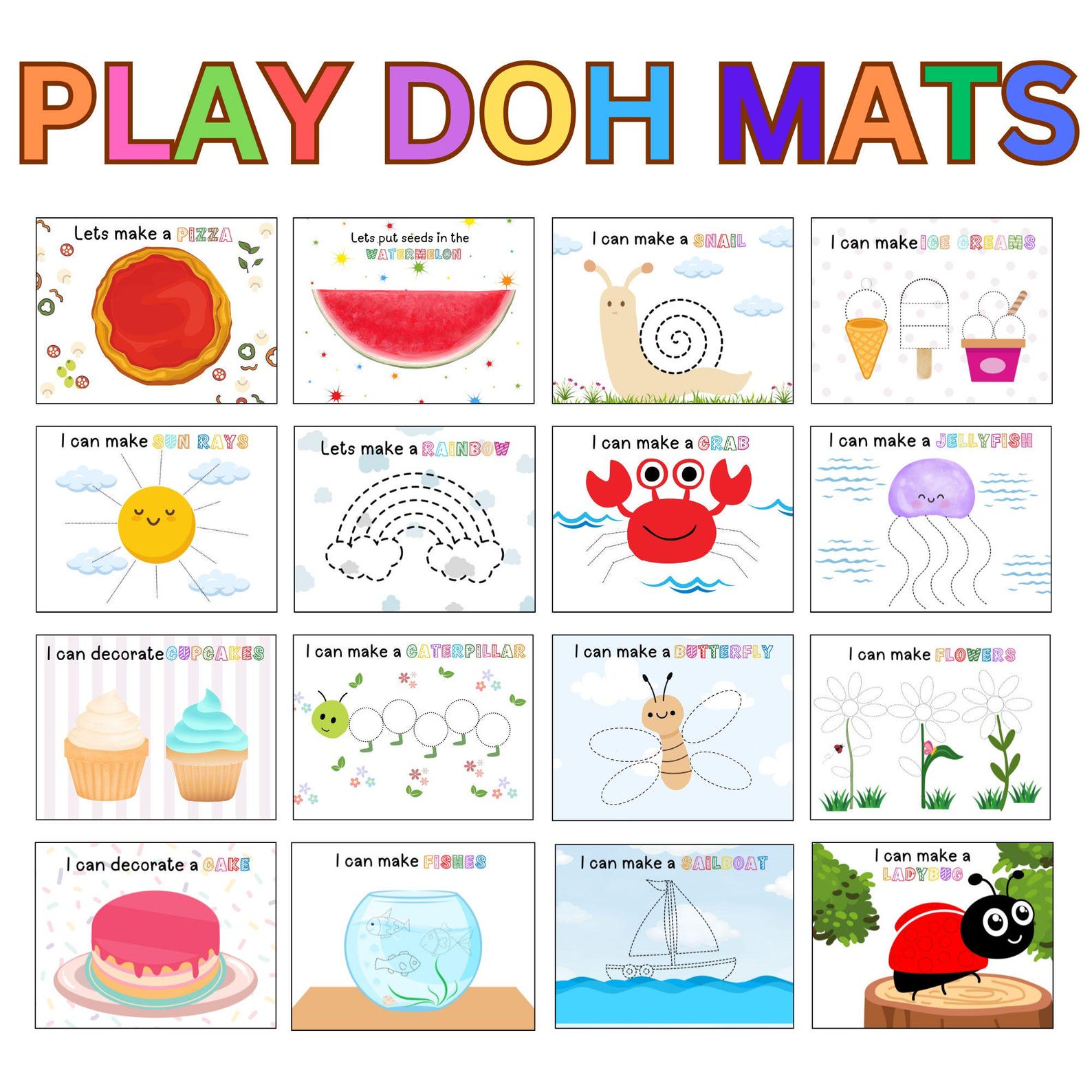 Play Dough Mats - Digital Download Play Dough Activity Montessori ...
