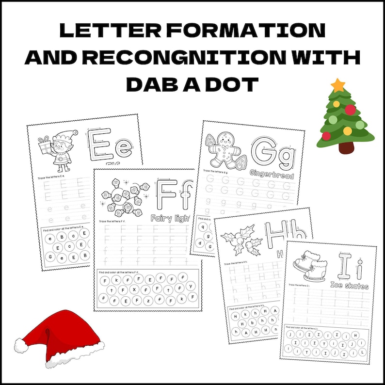 Alphabet Worksheets Printable- Christmas Tracing Coloring- Dab a Dot ...