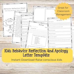 Behavior Reflection and Apology Letter Kids Apology Template ...