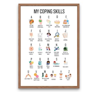 Coping Skills Alphabet Poster, ABC Coping Skills Grounding Exercises ...