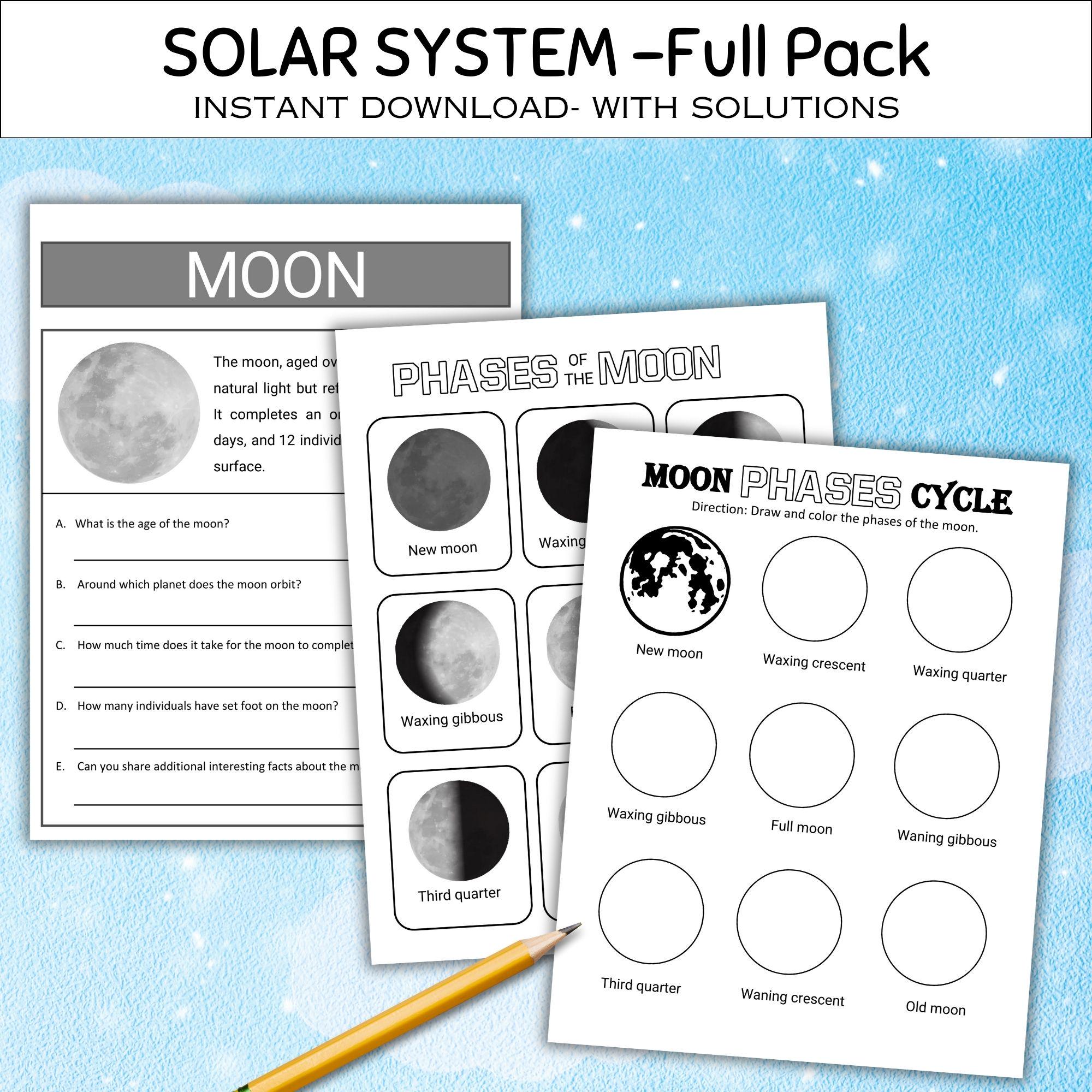 Solar System Pack Montessori Materials Educational Prints Toddler Flash ...