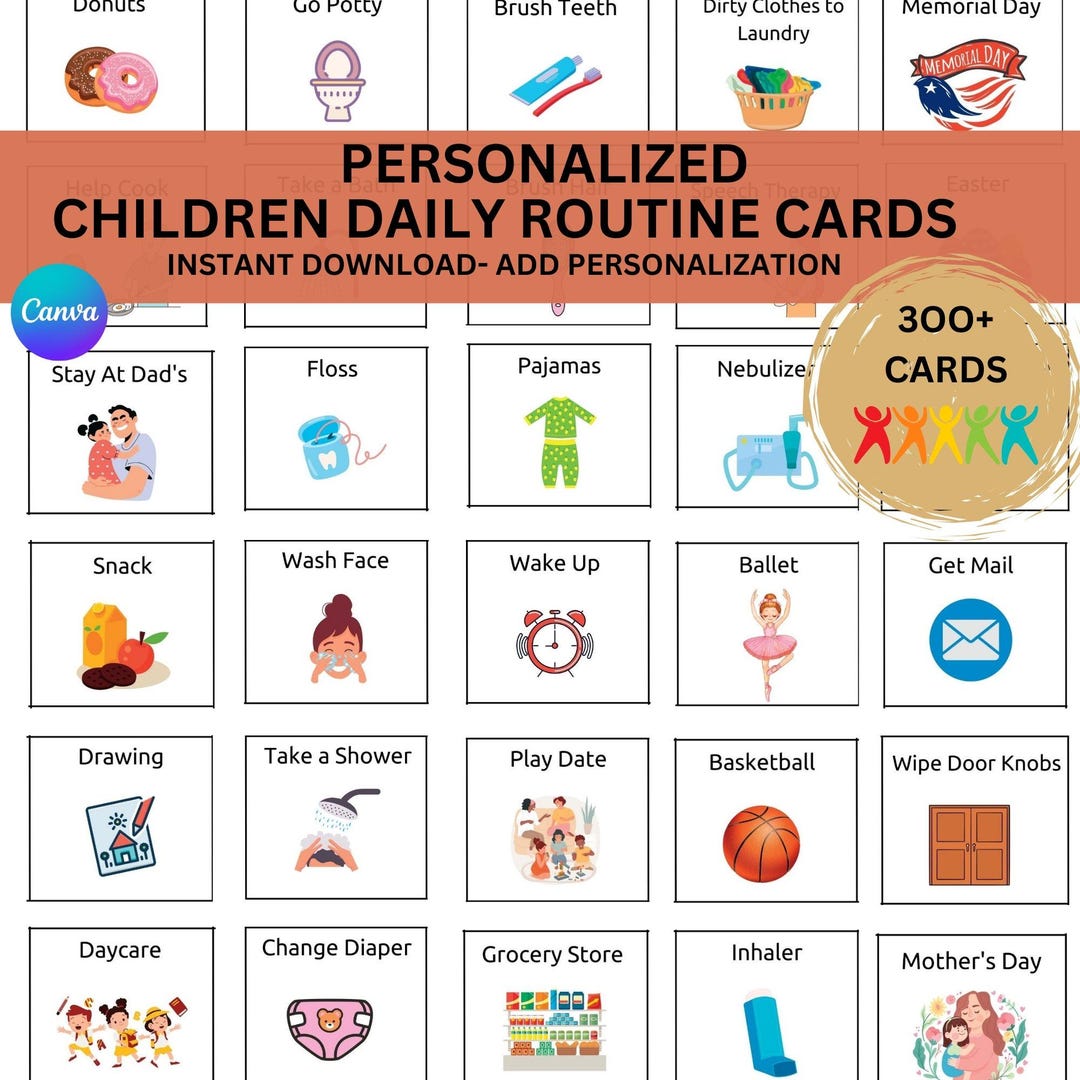 300+ Daily Routine Cards With Charts Autism Visual Aid ABA Therapy 2024 ...