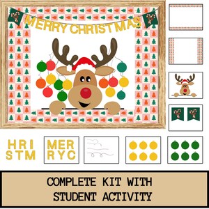 Reindeer Christmas Bulletin Board Kit: Holiday Classroom Decor Winter ...