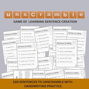 100 Sentence Writing Practice Worksheets Printable Unscramble and ...