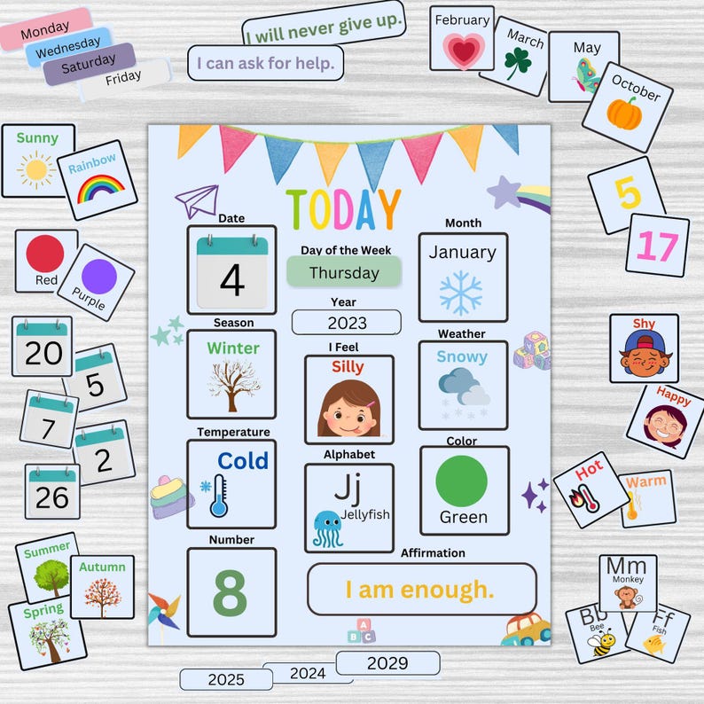 Daily Morning Board Circle Time Calendar Homeschool Printable Resource ...