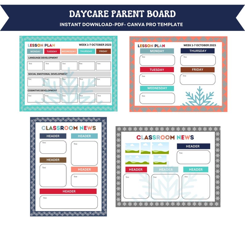 Winter Daycare Parent Board Childcare Bulletin Board Canva Editable ...