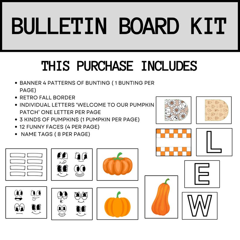 Pumpkin Patch Bulletin Board Kit and Pumpkin Student Activity Fall ...