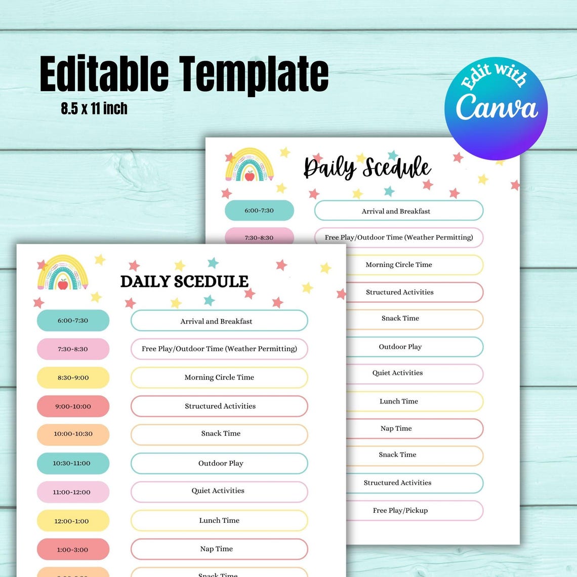Home Daycare Schedule Editable Childcare Printable Daily Checklist for ...