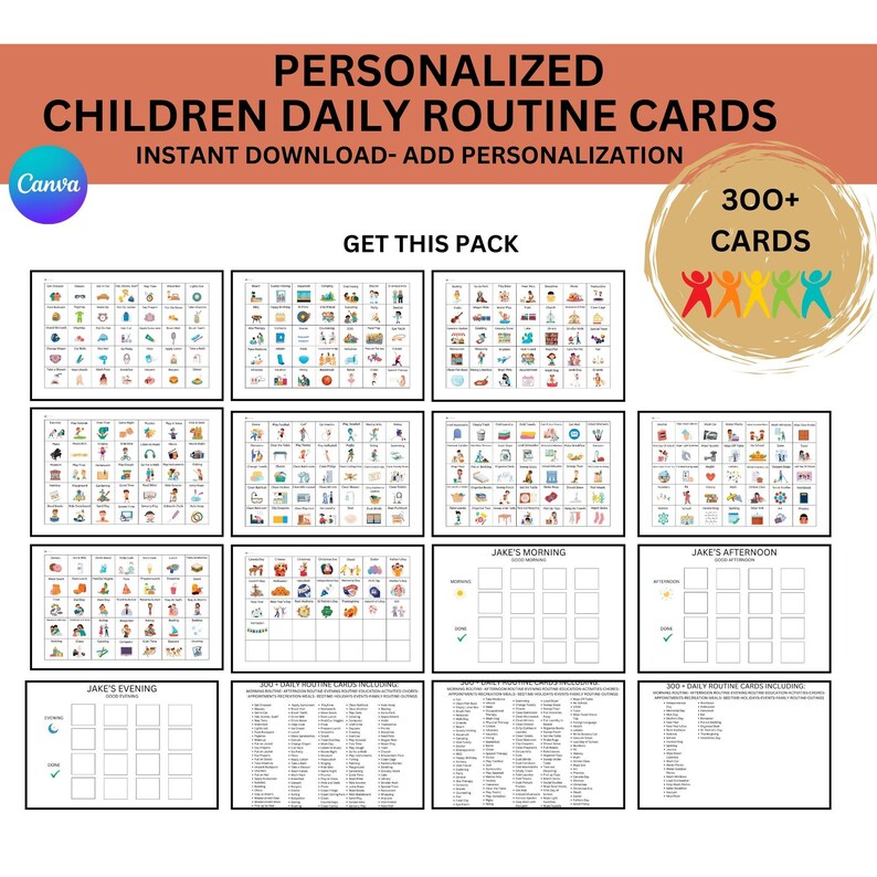 300+ Daily Routine Cards With Charts Autism Visual Aid ABA Therapy 2024 ...