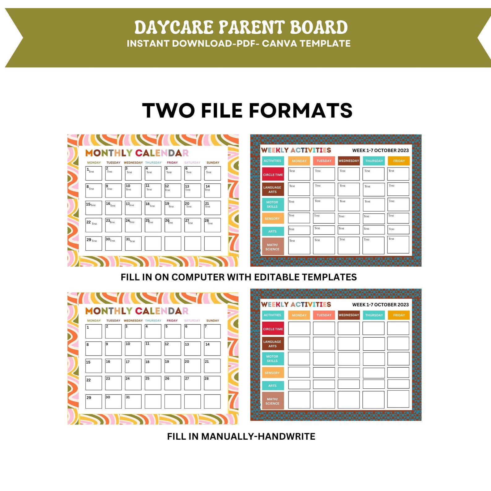 Daycare Parent Board Childcare Bulletin Board Canva Editable Template ...