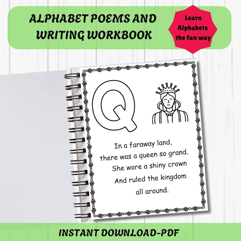 26 ABC Phonics Tracing Cards Alphabet Poems Preschool Kindergarten ...