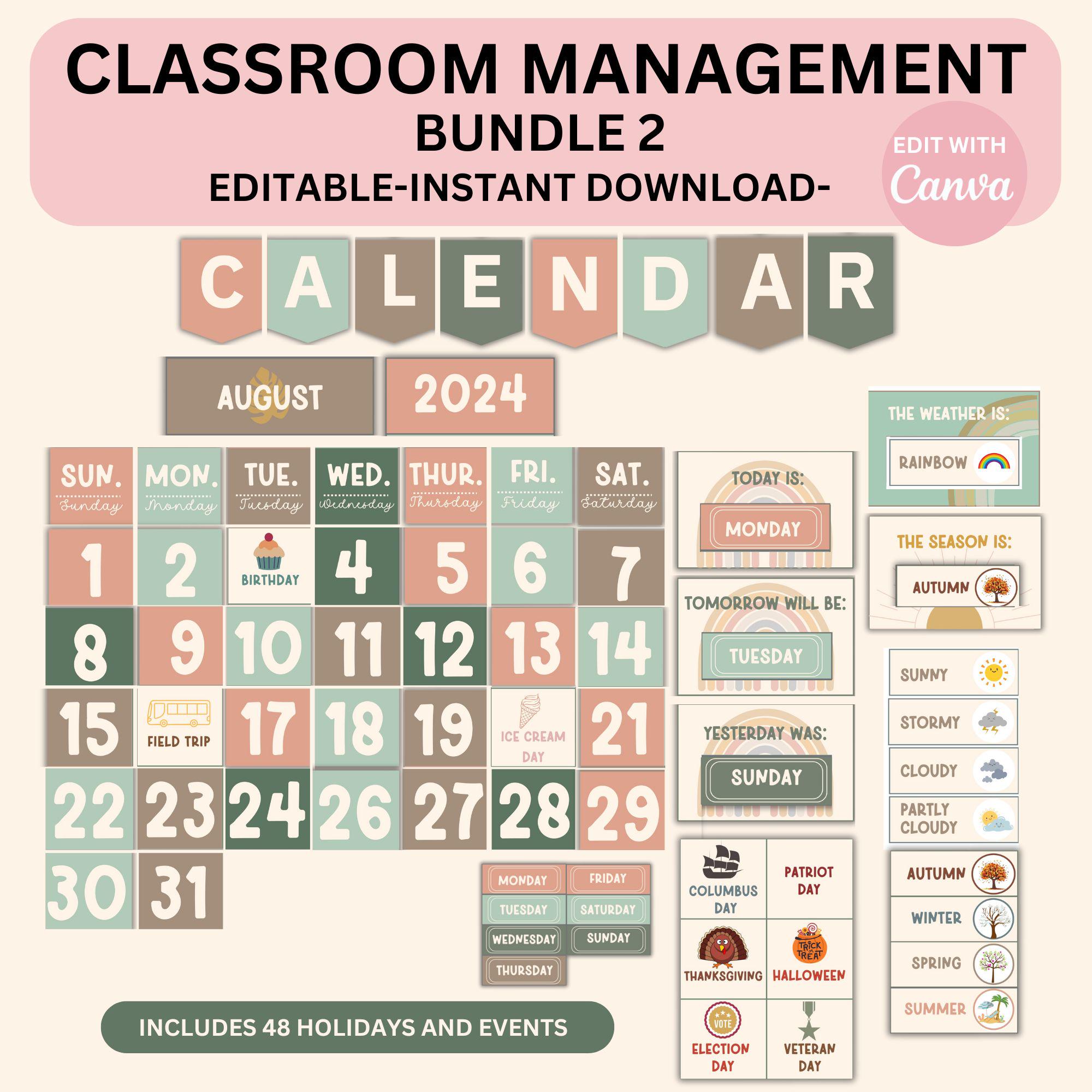Editable Classroom Decor Modern Boho Bundle Printable Canva Templates ...